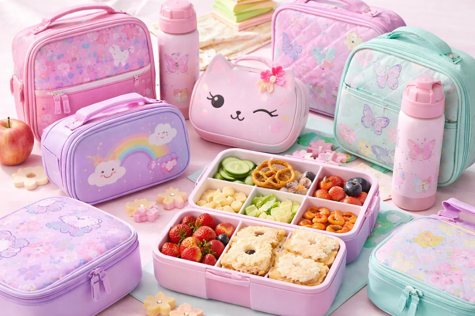 Girls Lunch Boxes | Leak-Proof School Sets | Bentotsss